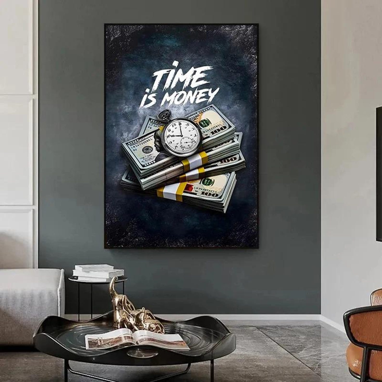 Time is Money Motivational Quote Canvas Painting Dollar Posters and ...