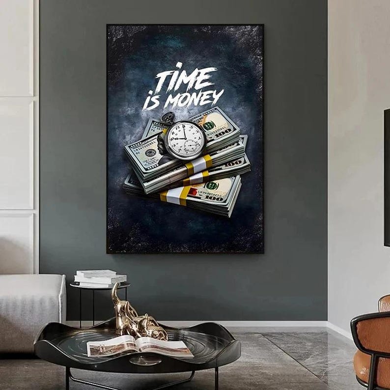 Time is Money Motivational Quote Canvas Painting Dollar Posters and ...