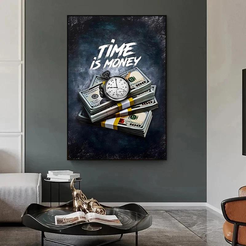 Time is Money Motivational Quote Canvas Painting Dollar Posters and ...