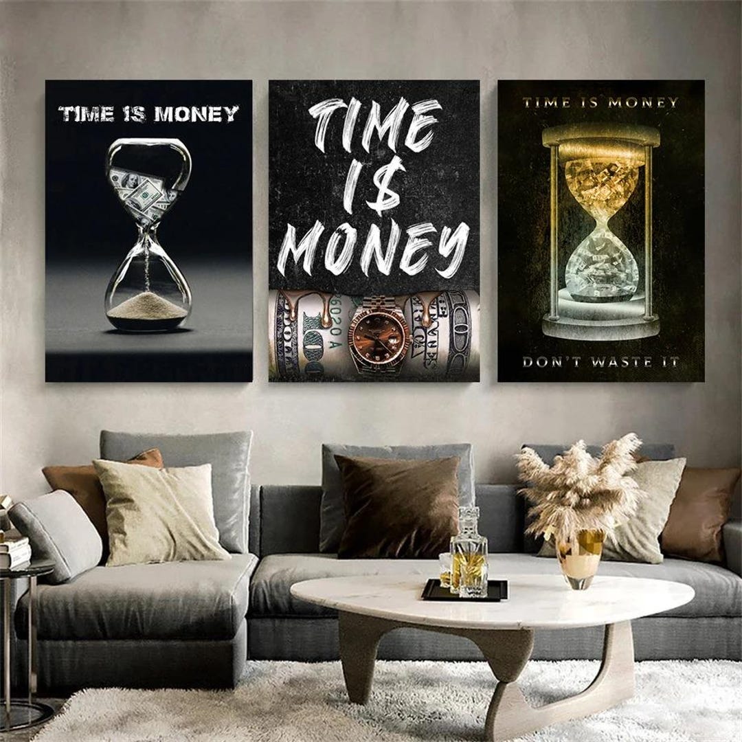 Time is Money Motivational Quote Canvas Painting Dollar Posters and ...