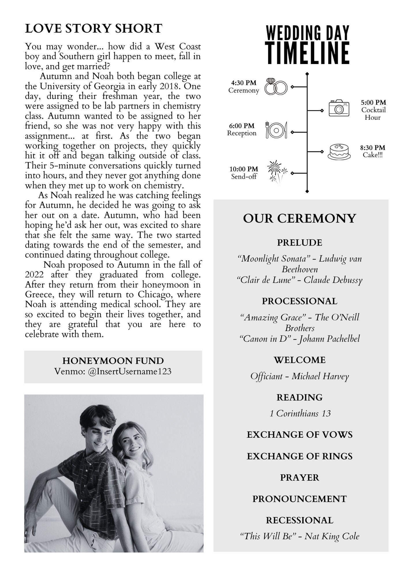 Newspaper Wedding Program Template, Editable Wedding Program, Newspaper ...