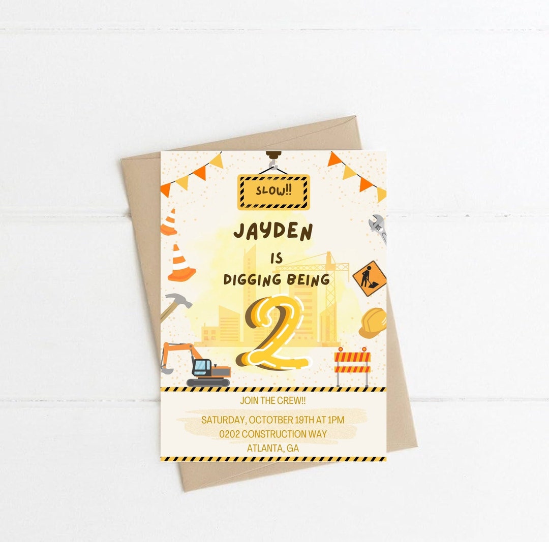 I'm Digging Two - Editable Birthday Invite Template - Etsy