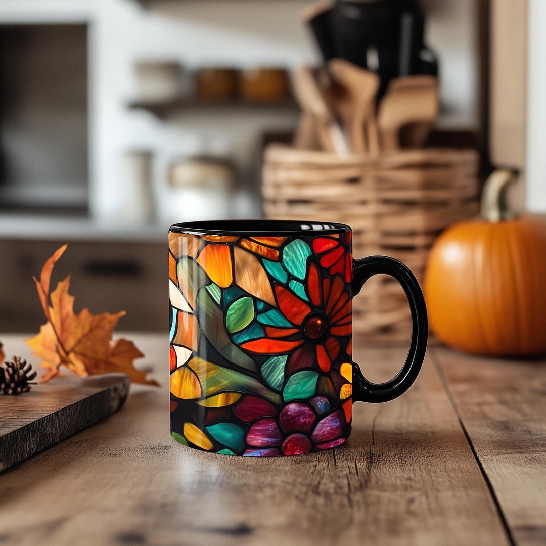 Stained Glass Skull Mug: Unique Moonlight Design, Gothic Coffee Cup ...