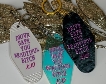 Drive Home Safe Keychain, Drive Safe Keychains, Motel Style Keychains ...