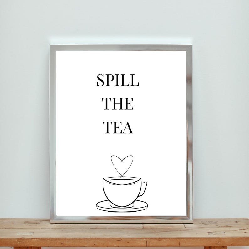 Spill the Tea Print: Minimalist Line Art Poster (digital Download) - Etsy