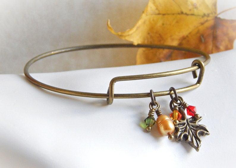 Fall Charm Bracelet With Crystals Maple Leaf Bracelet Fall - Etsy