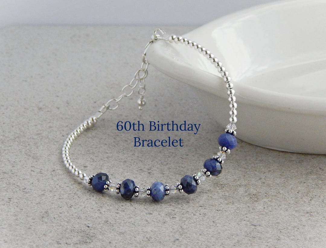 60th Birthday Gifts for Women, 60th Birthday Bracelet Sterling Silver ...