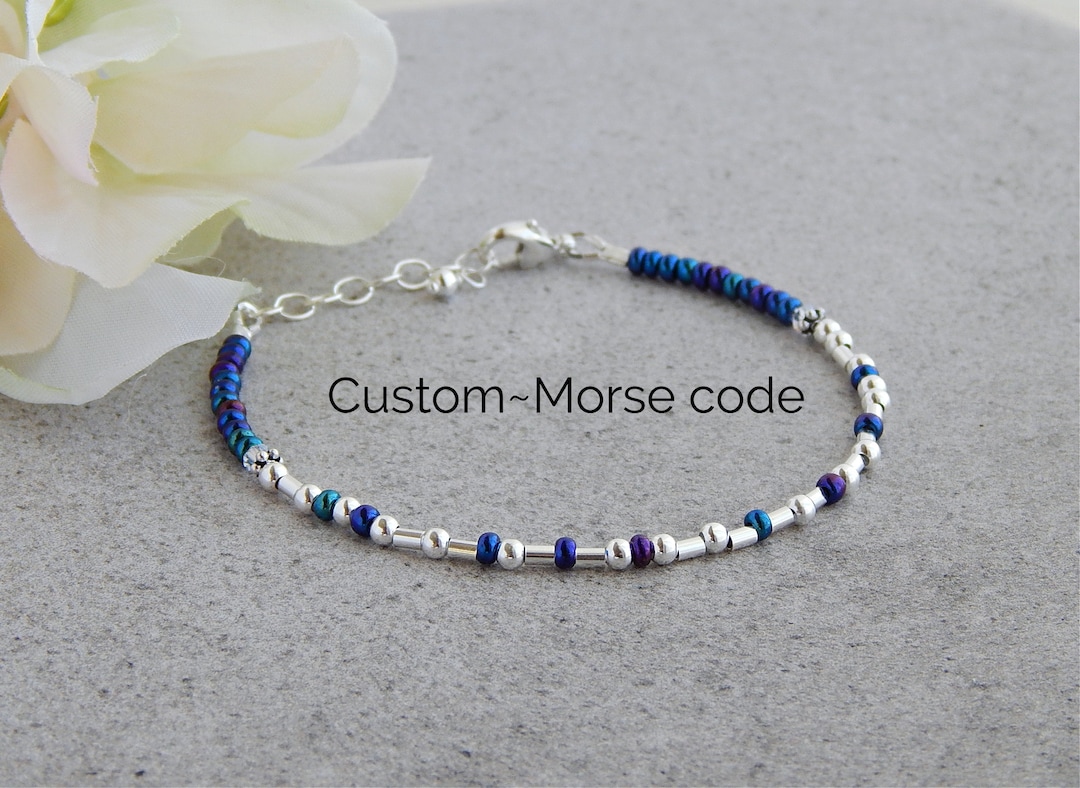 Custom Morse Code Bracelet, Morse Code Bracelet Sterling Silver ...
