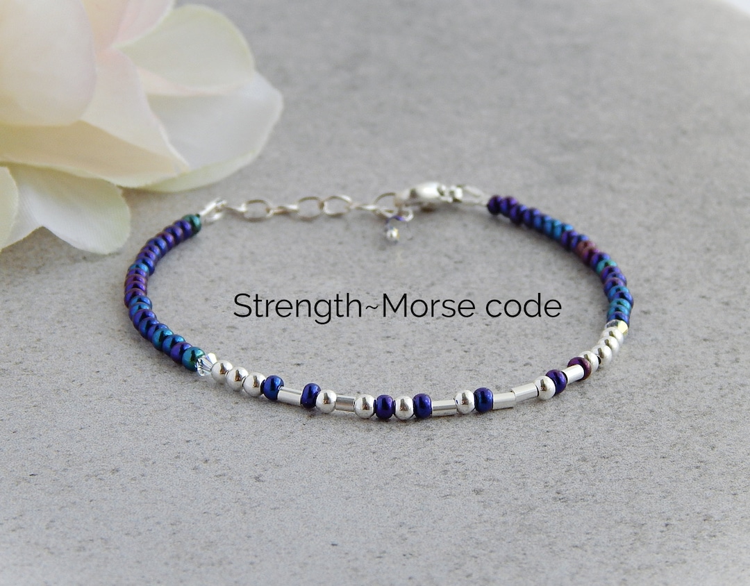 Morse Code Bracelet Sterling Silver, Strength Bracelets for Women, Morse Code Bracelet Strength ...