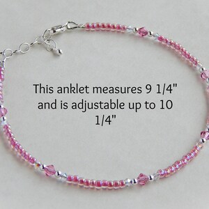Pink Crystal Ankle Bracelet, Sterling Silver Pink Anklet for Women ...
