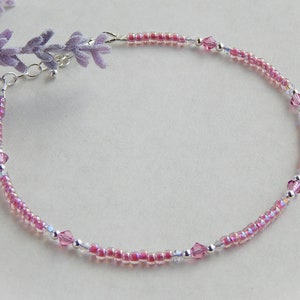 Pink Crystal Ankle Bracelet, Sterling Silver Pink Anklet for Women ...
