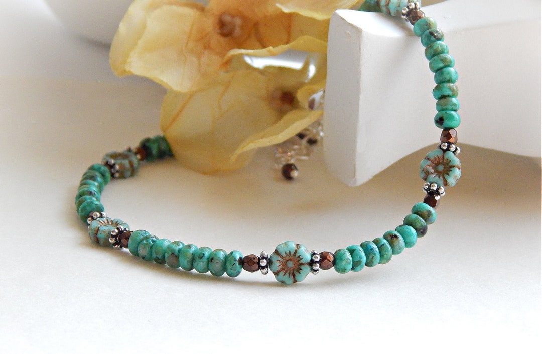 Turquoise Anklet for Women Turquoise Ankle Bracelet Flower - Etsy