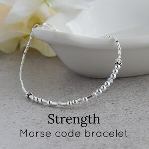 Morse Code Bracelet Sterling Silver, Strength Bracelets for Women, Morse Code Bracelet Women ...