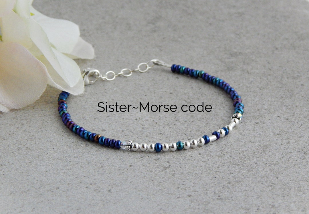 Sister Bracelet Morse Code, Morse Code Bracelet Sterling Silver, Sister ...