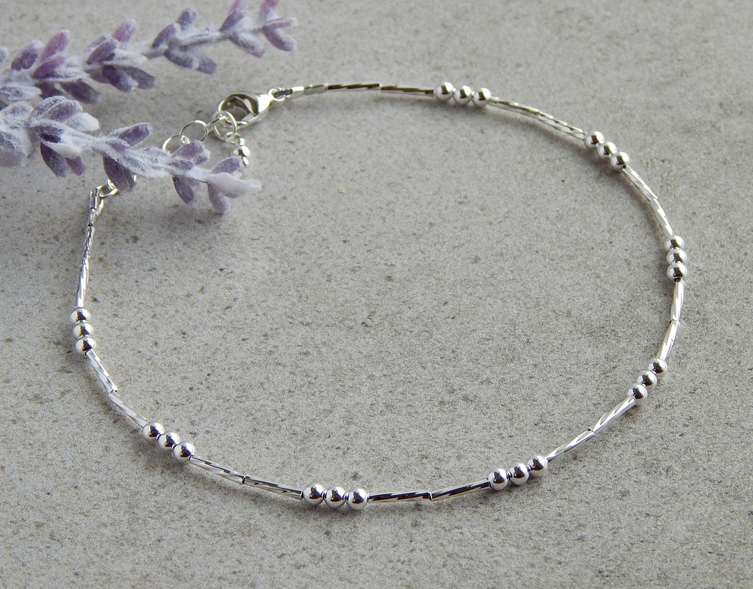 Sterling Silver 11" Ankle Bracelet, Plus Size Ankle Bracelet, Plus Size ...