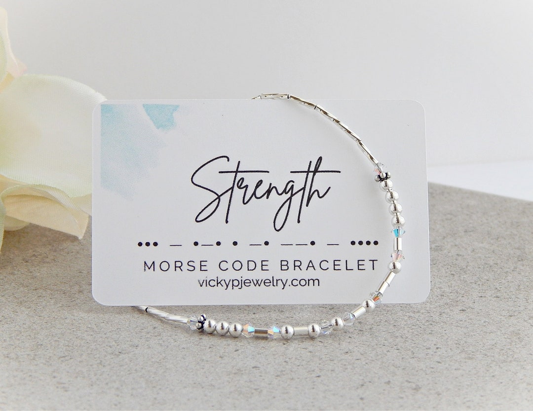Morse Code Bracelet Sterling Silver Strength Bracelets for - Etsy
