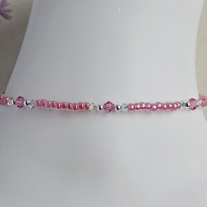 Pink Crystal Ankle Bracelet, Sterling Silver Pink Anklet for Women ...