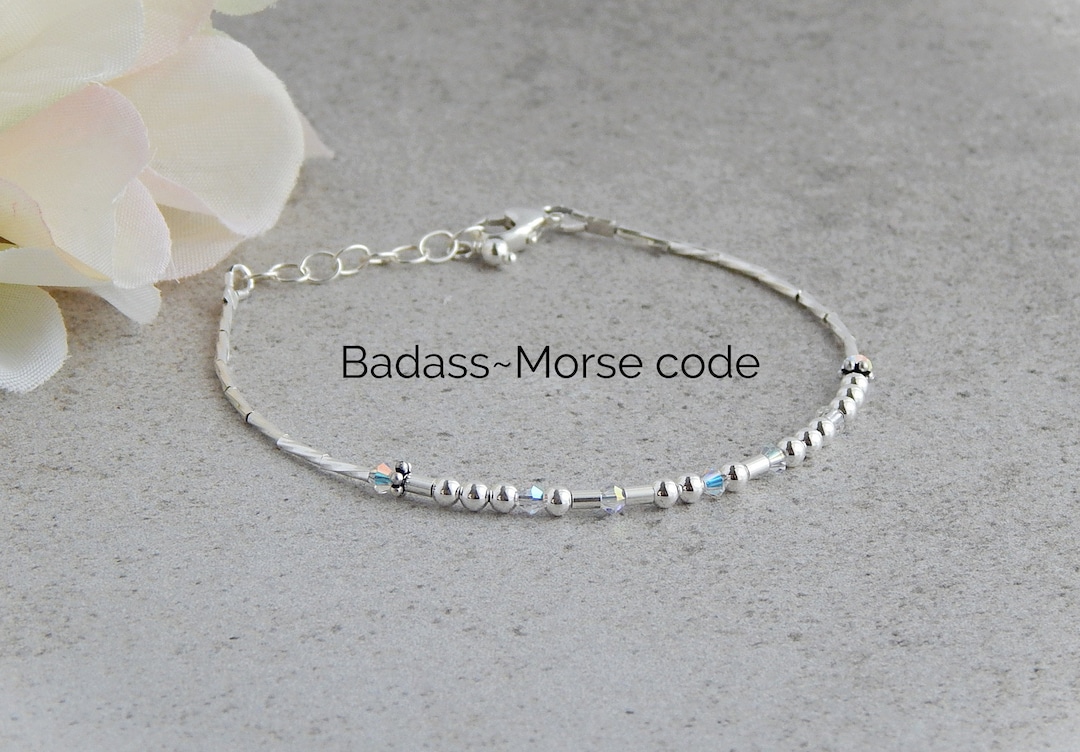 Morse Code Bracelet Sterling Silver, Badass Bracelet, Morse Code Bracelet Women, Badass Jewelry ...