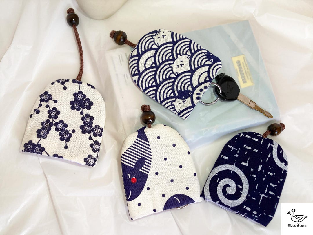 Handmade Cotton Key Chain Cover: Minimalist Colorful Pattern - Etsy