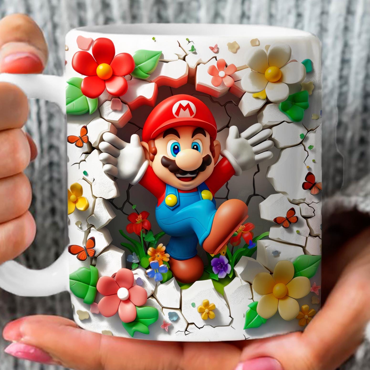 3D Effect Super Mario Mug Wrap, 11 Oz & 15 Oz Mug Bundle Sublimation ...