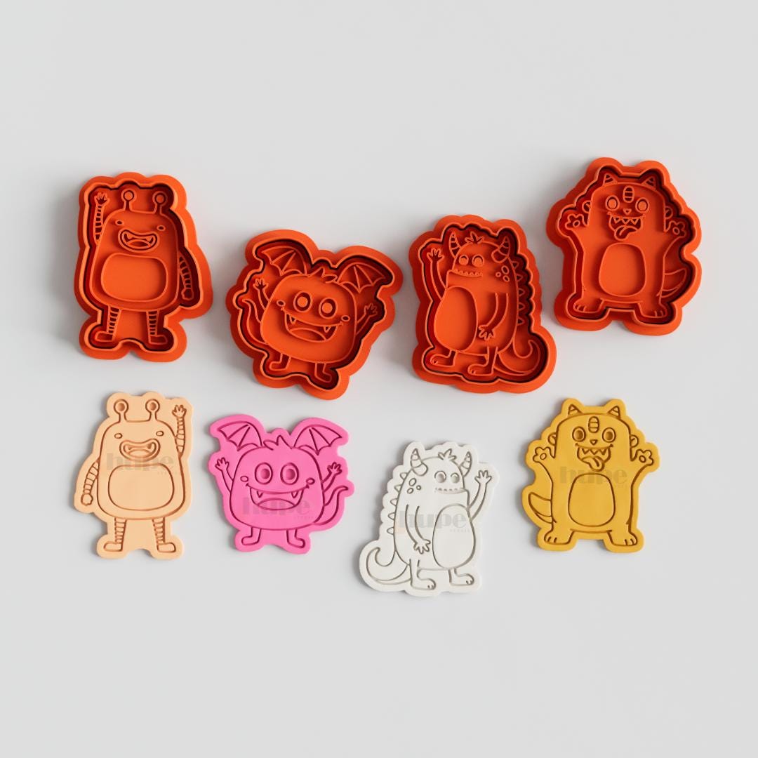 Monsters Cookie Cutter Set Cookie Stamp Monsters Cutters Set Fondant ...
