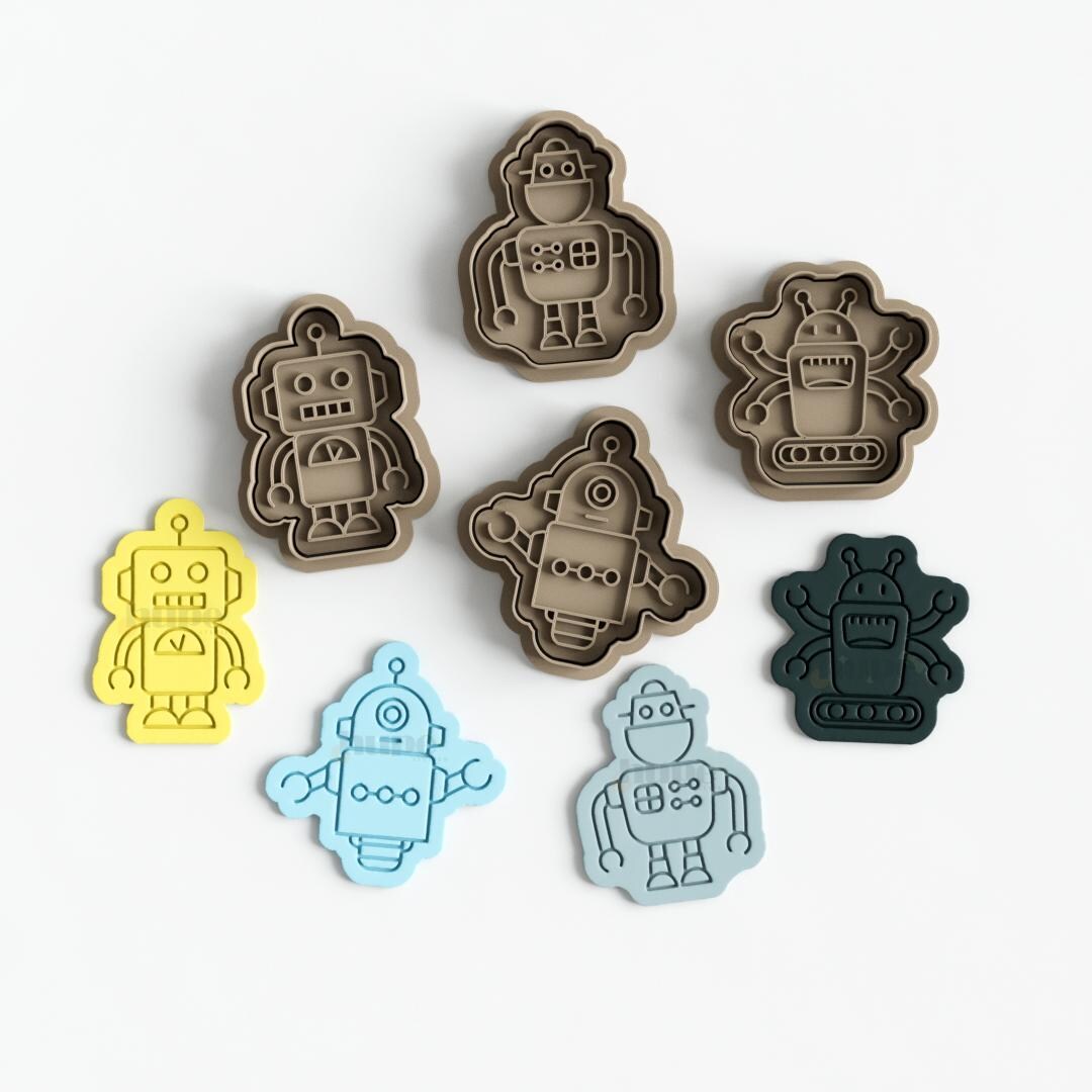 Robots Cookie Cutter Set Cookie Stamp Robots Cutters Set Fondant Mold ...