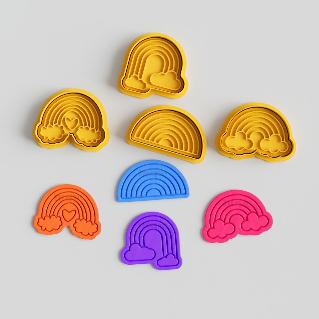 Rainbow Cookie Cutter Set Cookie Stamp Rainbow Cutters Set Fondant Mold ...