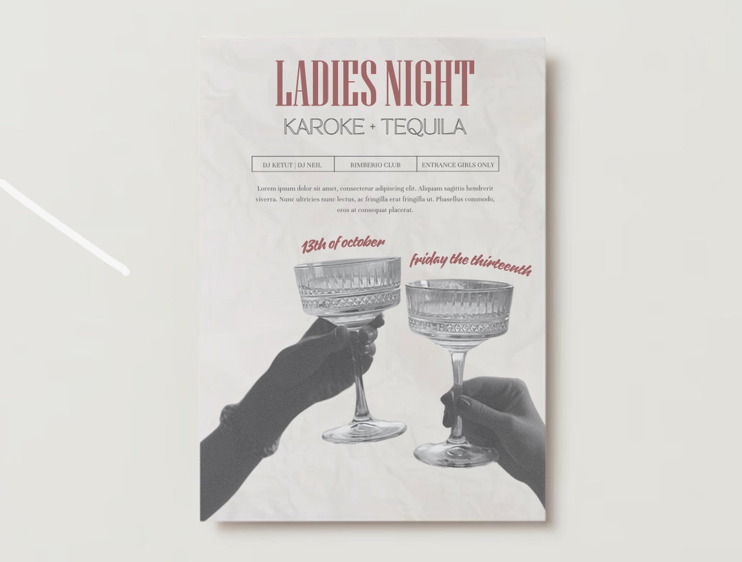 Ladies Night Editable Invitation, Ladies Night Party Evite, Text ...