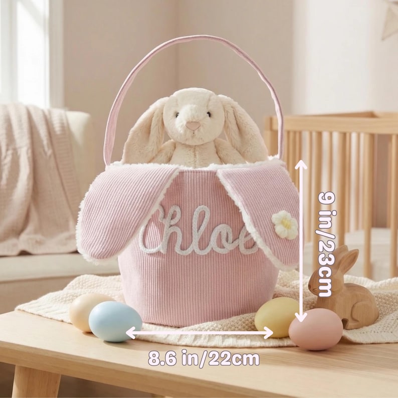 Personalized Easter Bunny Basket, Rabbit Ears Basket, Easter Gift ...