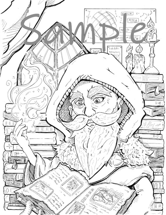 Merlin's Study Adult Coloring Page - Etsy