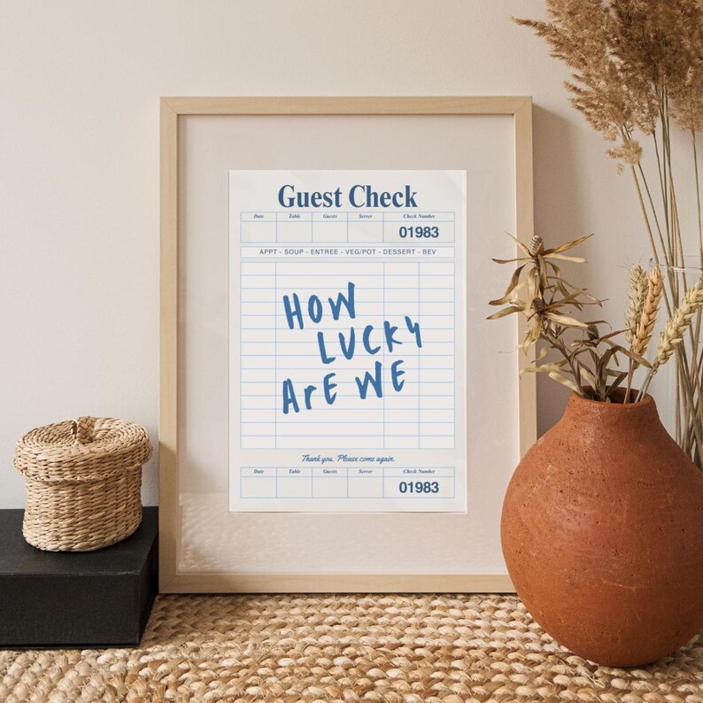 How Lucky Are We Zach Bryan Digital Print Guest Check Wall Art Vintage ...