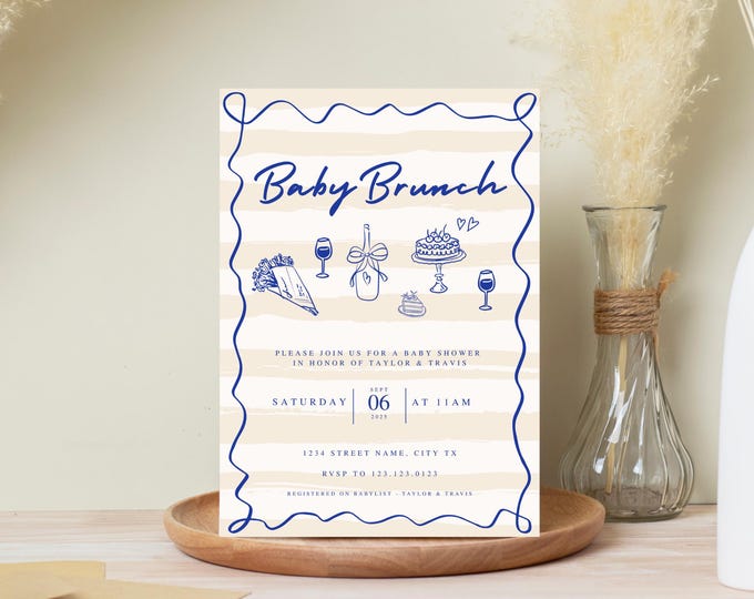 Baby Brunch Baby Shower Invitation Template - Editable Canva Design ...