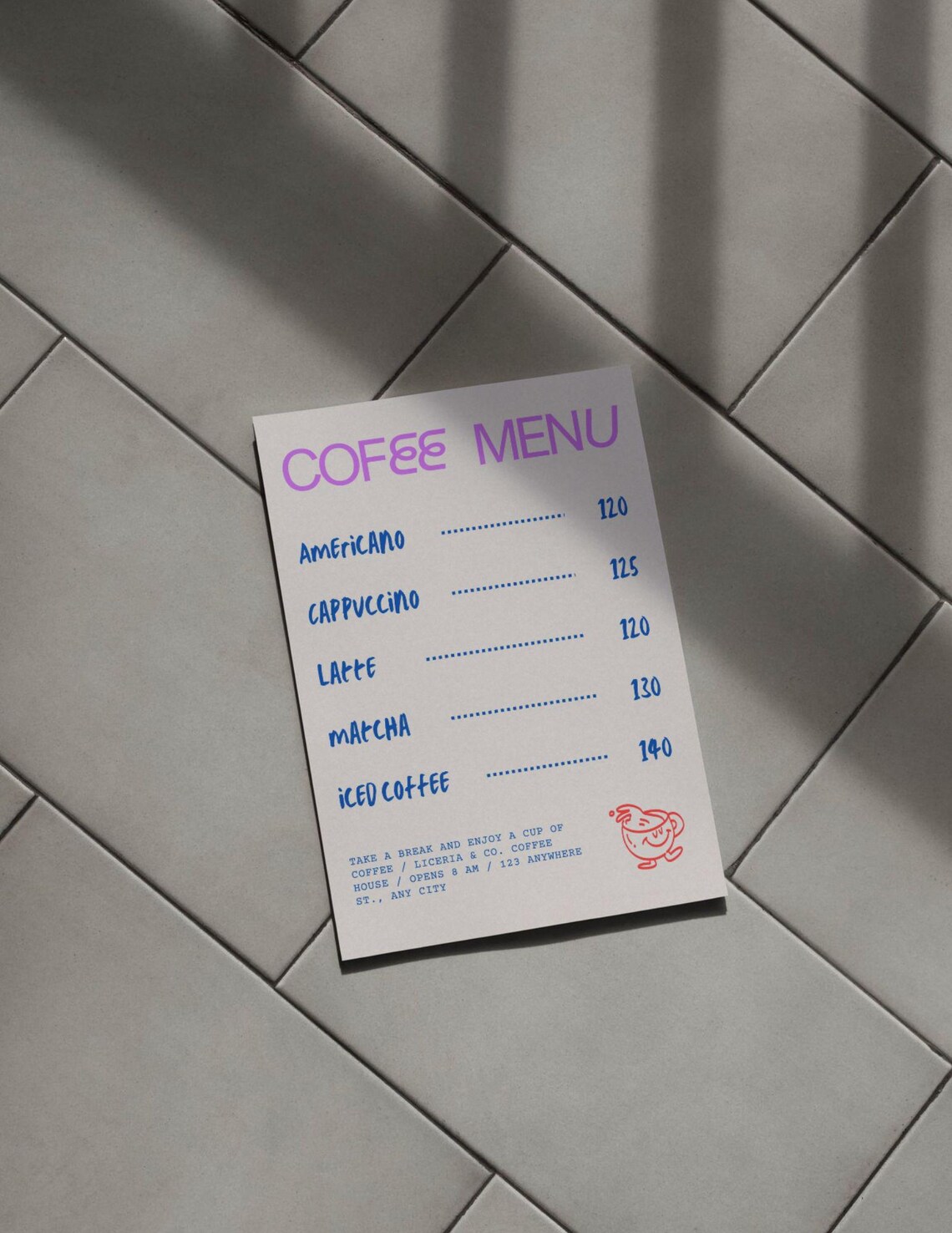 Trendy Coffee Menu, Food Menu Template, Bold Text Coffee Menu - Etsy
