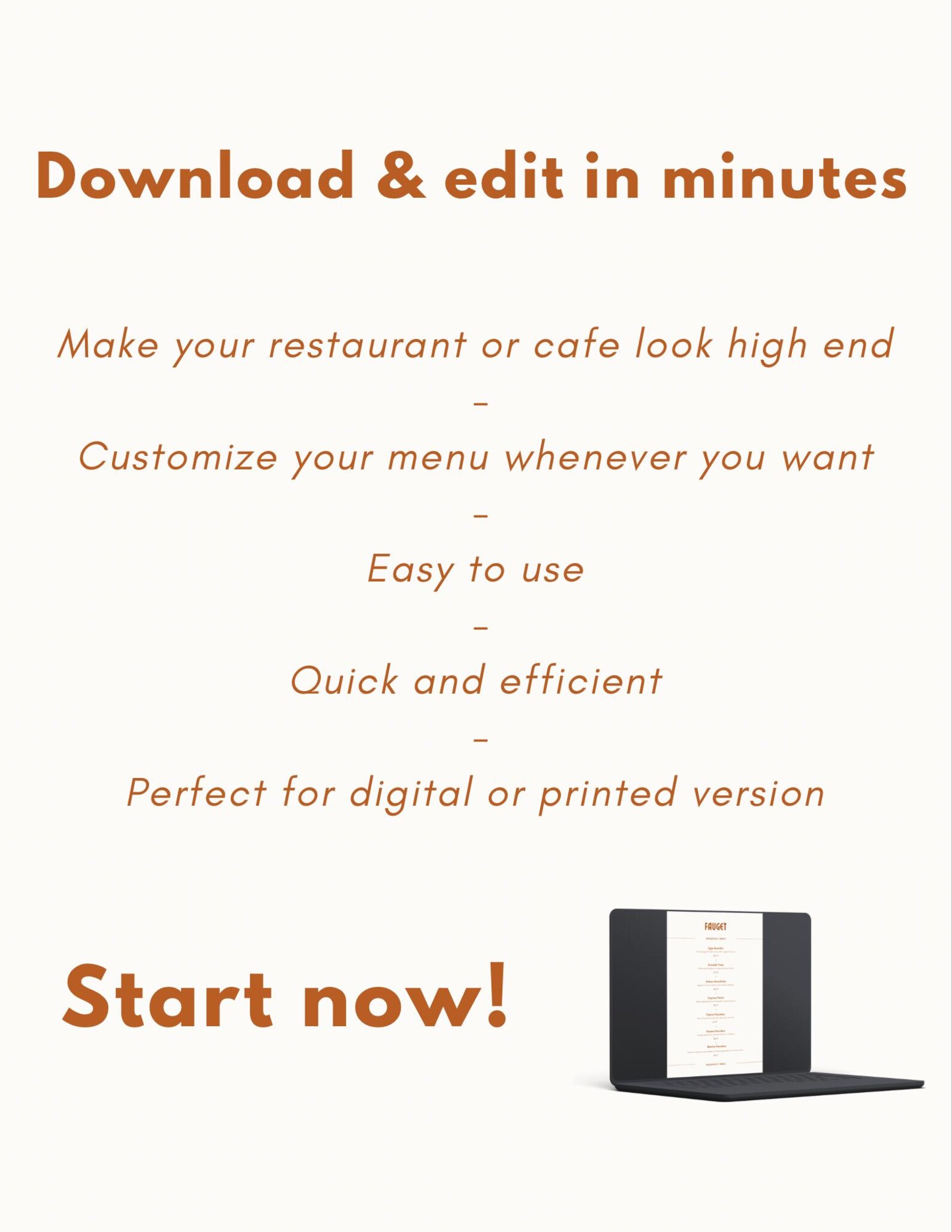 Trendy Coffee Menu, Food Menu Template, Bold Text Coffee Menu - Etsy