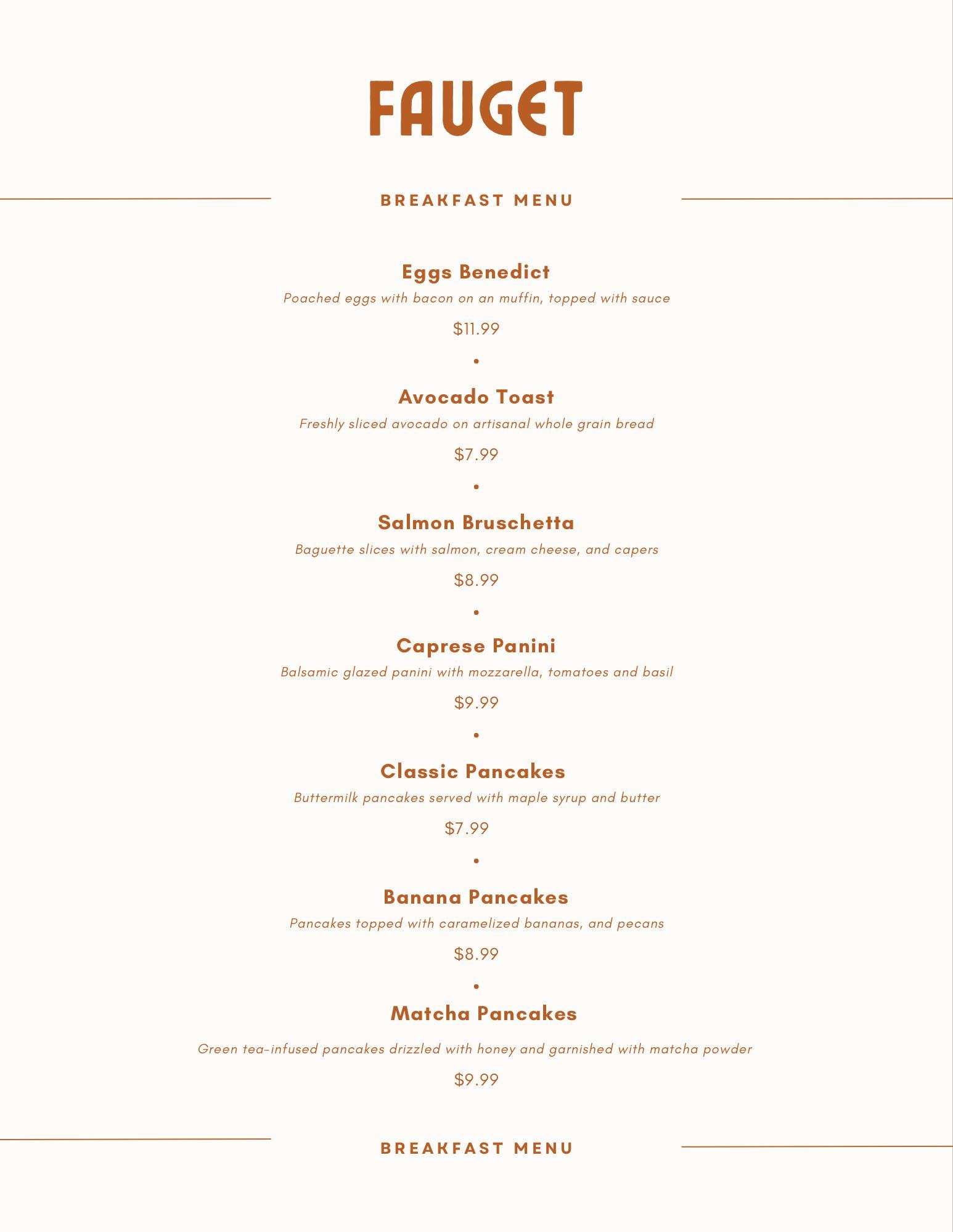 Trendy Coffee Menu, Food Menu Template, Bold Text Coffee Menu - Etsy