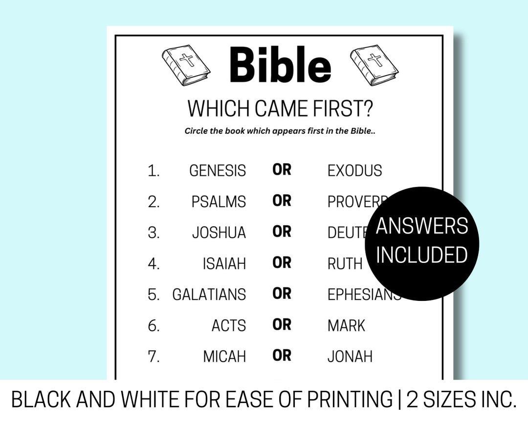 Bible Trivia Game: Which Came First? (printable) - Etsy