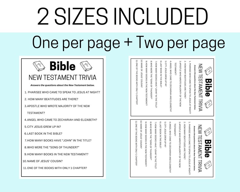 New Testament Trivia Youth Group Games Church Games Bible Study Games ...