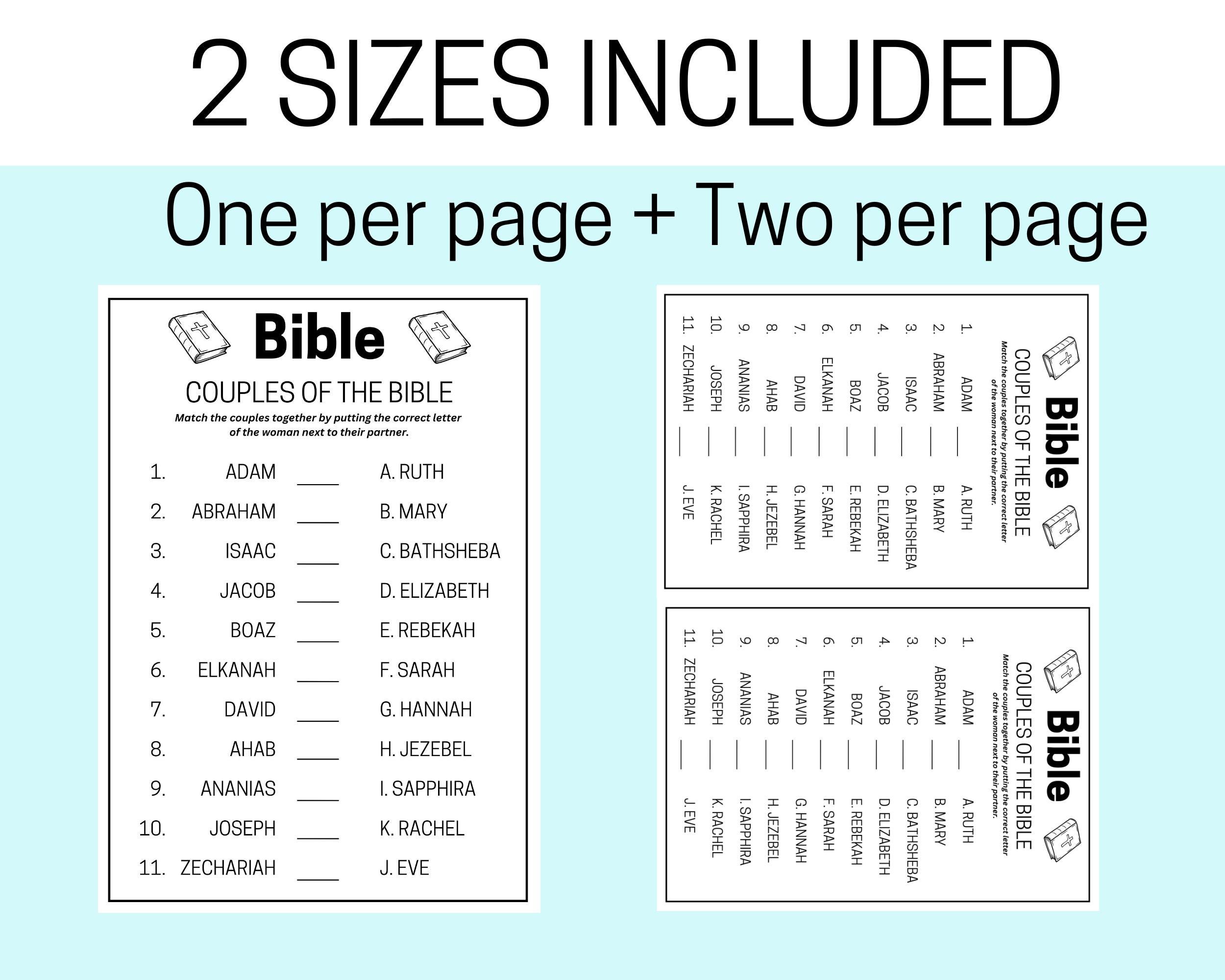 Bible Couples Trivia Game: Church Group Activity (printable) - Etsy