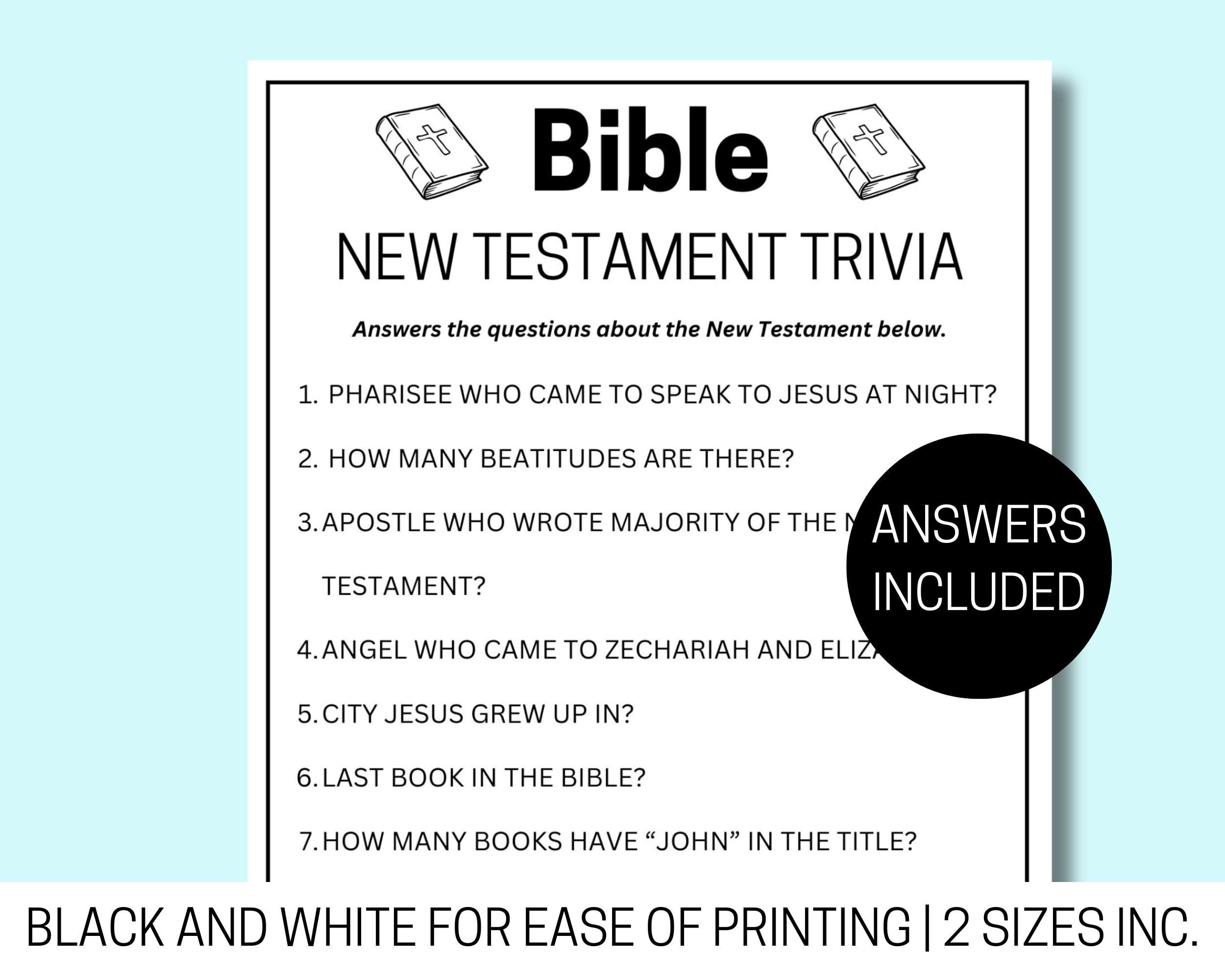 New Testament Trivia Youth Group Games Church Games Bible Study Games ...