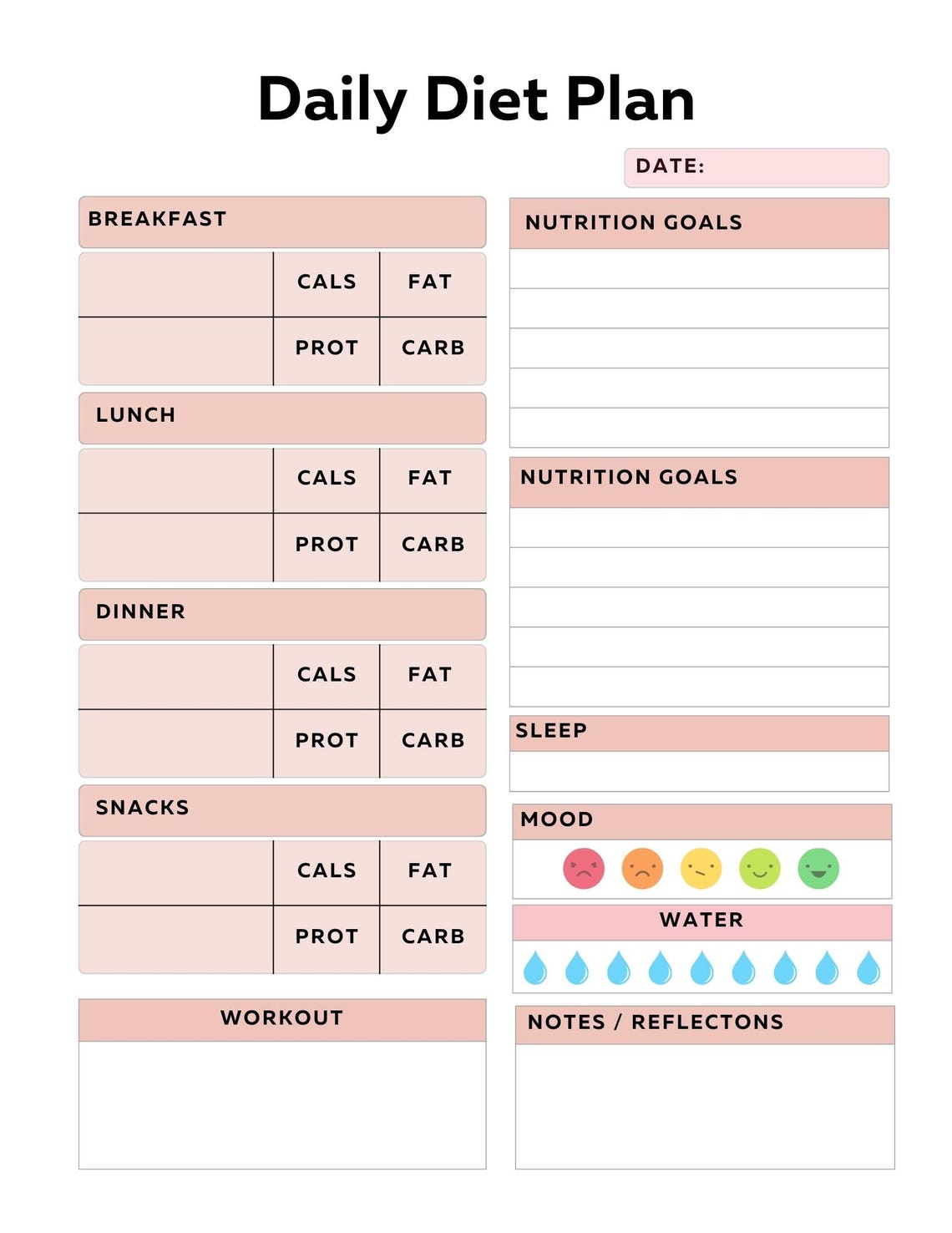 Weight Loss Planner Daily Weekly Fitness Tracker Goal Setting Journal ...