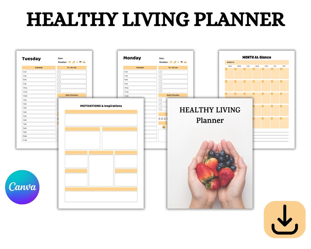 Printable Healthy Living Planner healthy Lifestyle Planner fitness ...