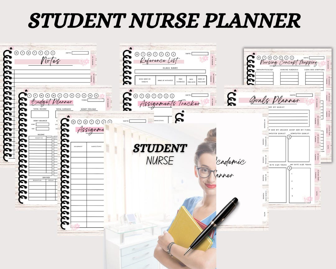 Nursing Student Planner Organize Study Schedule Assignments printable ...