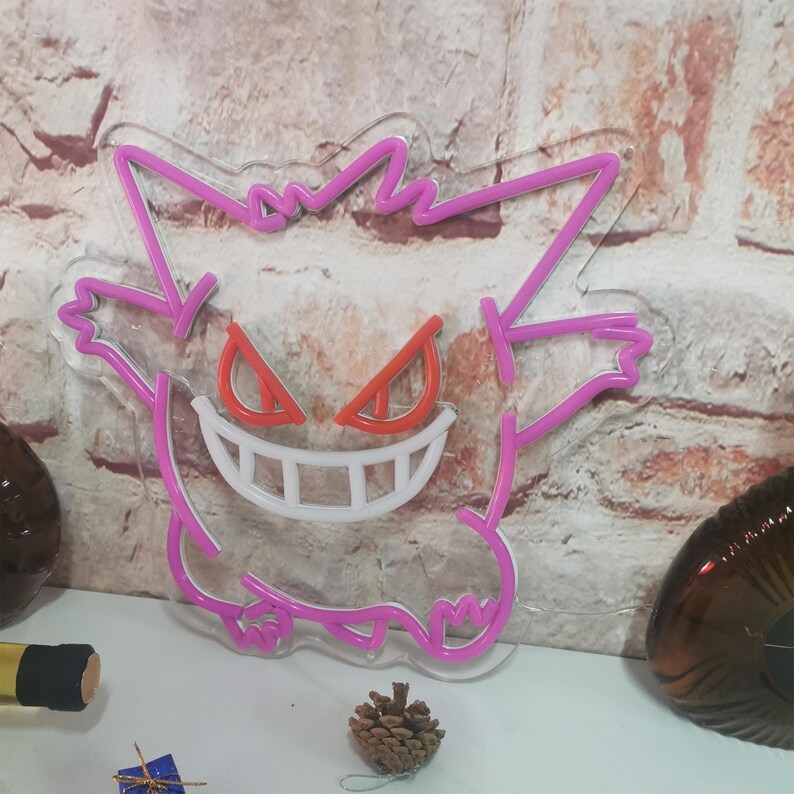 Anime Neon Sign | Gengar Monster Inspired Neon LED Bedroom Sign | Neon ...