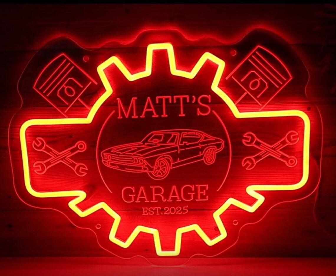 Custom Garage Neon Sign, Personalized Mechanic LED Light - Etsy