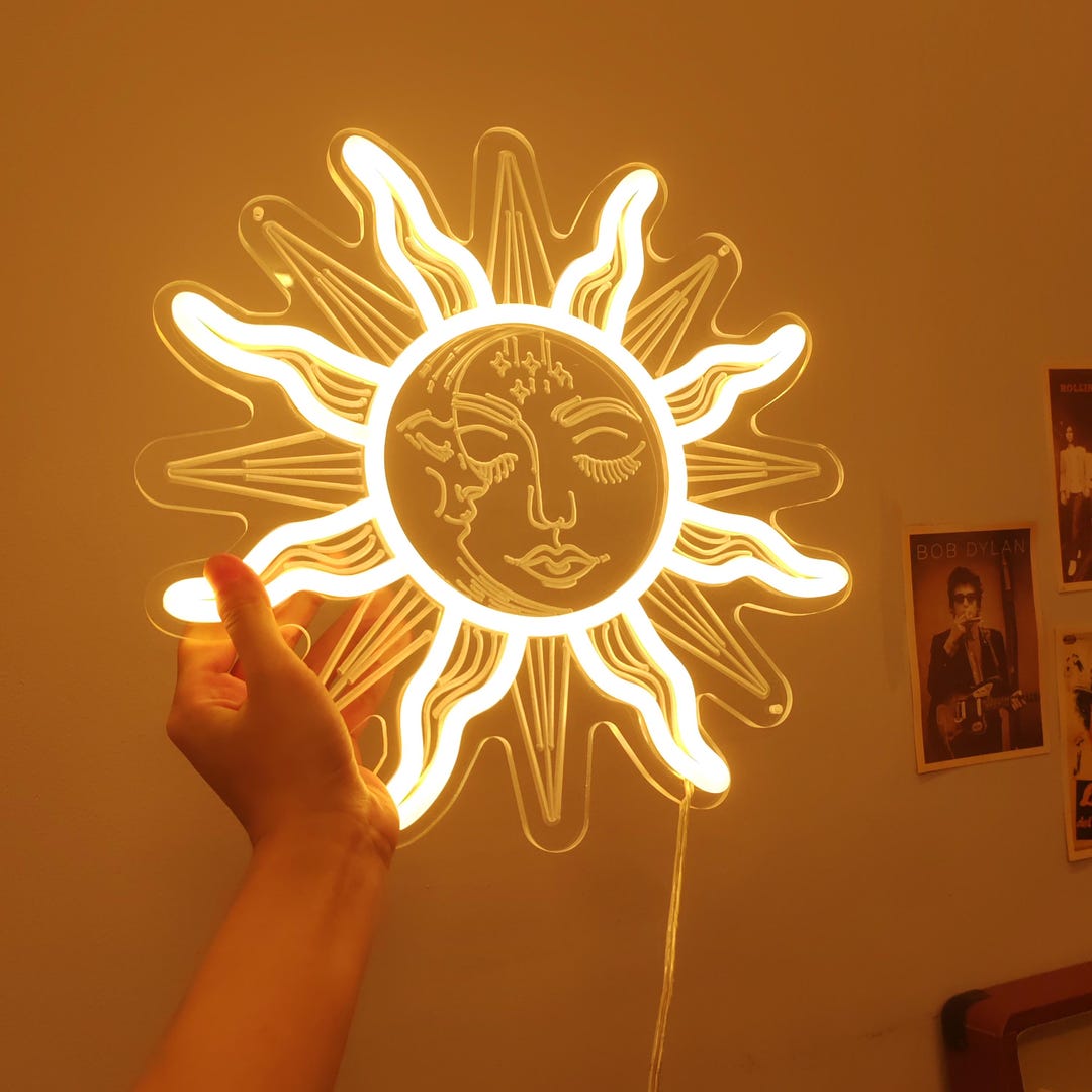 Sun and Moon LED Neon Sign, Interior Decor, Room Decor, Wall Decor ...