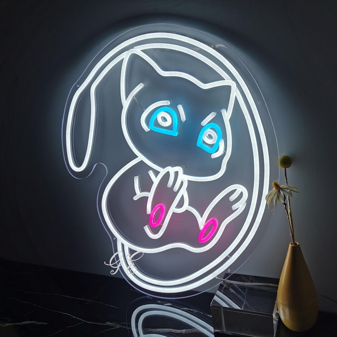 Mew Neon Sign Cartoon Neon Sign,game Room Neon Light,japan Gamer Neon ...