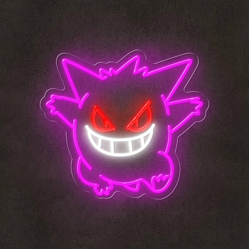 Anime Neon Sign | Gengar Monster Inspired Neon LED Bedroom Sign | Neon ...