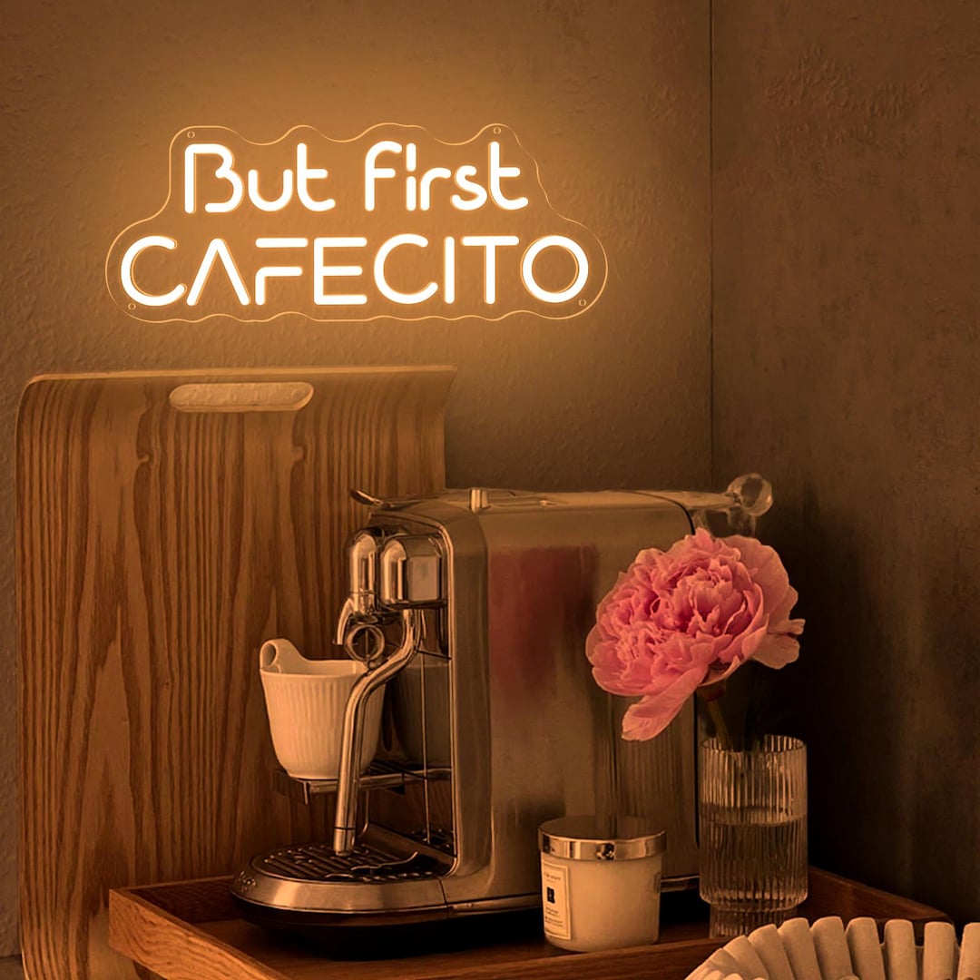 But First Cafecito Neon Sign: Coffee Bar LED Light - Etsy