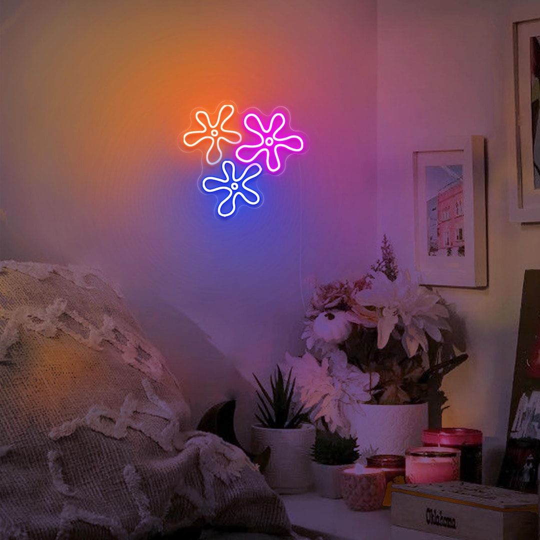 Spongebob Flower Neon Sign, Flower Neon Sign, Wedding Neon Sign, Led ...