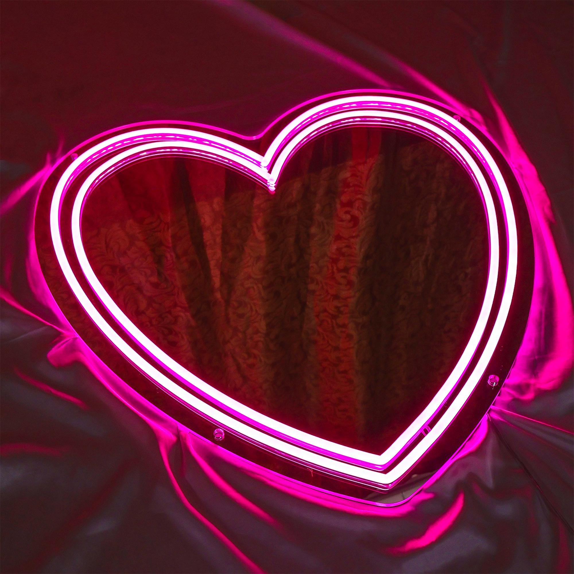Heart Mirror Neon Sign, Pink Room Decor, Dorm Decoration - Etsy